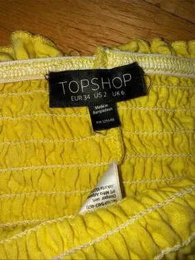 Topshop | Tops | Topshop Yellow Smocked Tube Top With Ruffle Trim ...